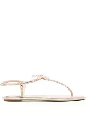 Rene Caovilla Flower Embellished Sandals - Neutrals