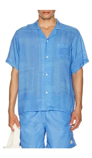 BATHER Cornflower Tonal Bandana Camp Shirt