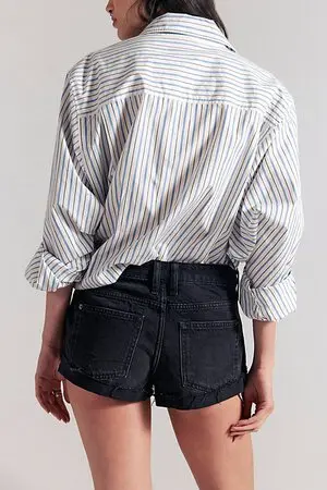 Free People We The Free Cali Cuffed Denim Shorts - Washed Black