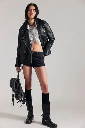 Free People We The Free Cali Cuffed Denim Shorts - Washed Black