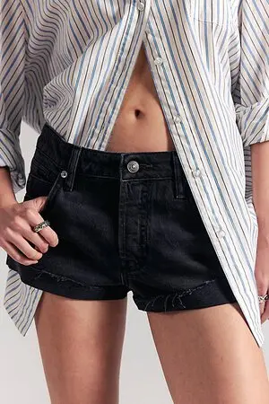 Free People We The Free Cali Cuffed Denim Shorts - Washed Black