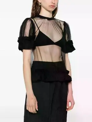 Noir Kei Ninomiya Ruffle-detail Sheer Blouse