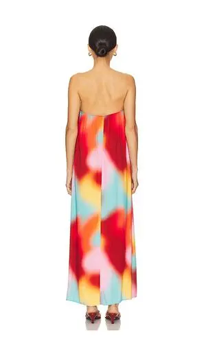 Lna Ekana Abstract Print Strapless Maxi Dress