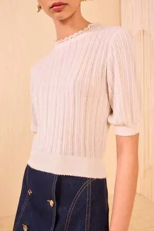 Ulla Johnson Gemma Short Sleeve Knit Top - Pristine