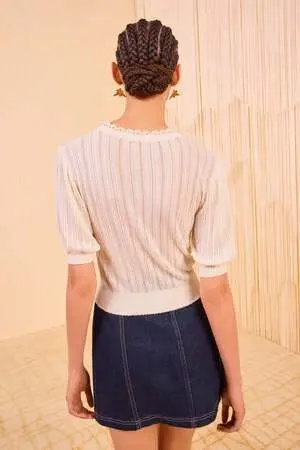Ulla Johnson Gemma Short Sleeve Knit Top - Pristine