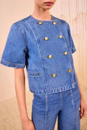 Ulla Johnson The Serge Short Sleeve Jacket - Danube