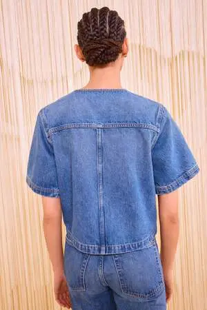 Ulla Johnson The Serge Short Sleeve Jacket - Danube