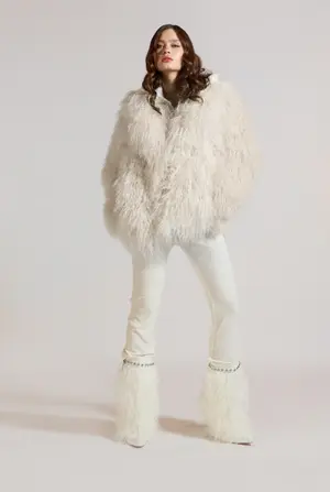 SPARKL Fur Coat - White