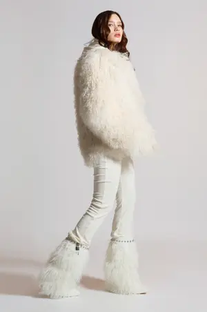 SPARKL Fur Coat - White