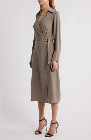 FRIENDS LIKE THESE Long Sleeve Wrap Midi Dress