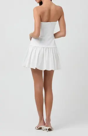 Astr The Label Strapless Mixed Media Mini Dress - White