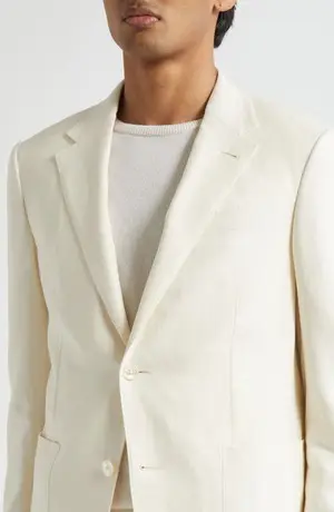 Zegna Oasi Linen Sport Coat - White Solid