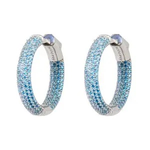 NICKHO REY Mini Tire Hoop Earrings - Blue Topaz/white Rhodium
