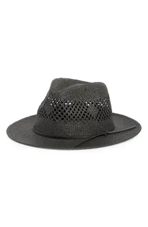 Nordstrom Packable Straw Fedora - Black