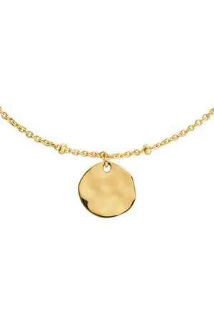 Monica Vinader Siren Muse Hammered Disc Pendant Station Necklace - 18k Gold Vermeil