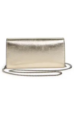 JIMMY CHOO Bing Leather Wallet On Chain - Soft Gold/ Silver