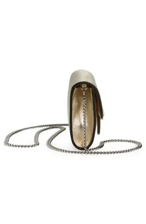 JIMMY CHOO Bing Leather Wallet On Chain - Soft Gold/ Silver