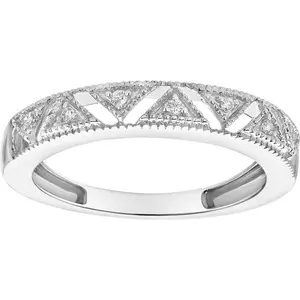 LUVMYJEWELRY 14k Gold 0.05ct Diamond Stackable Ring - 14k White Gold