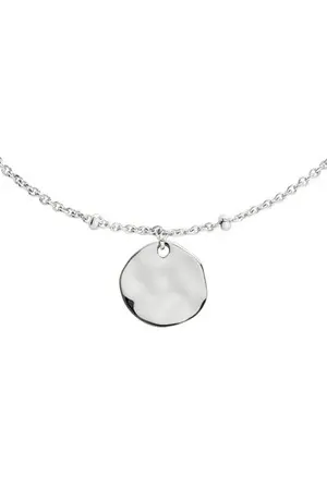 Monica Vinader Siren Muse Hammered Disc Pendant Station Necklace - Sterling Silver