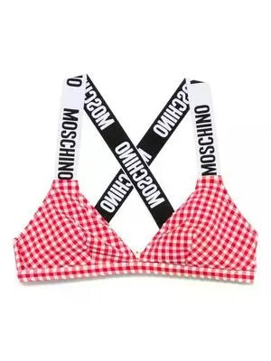 Moschino Gingham-check Bikini Top - Red