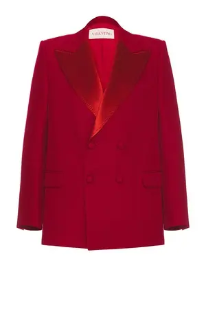 Valentino Garavani Classic Double Breasted Blazer In Burgundy