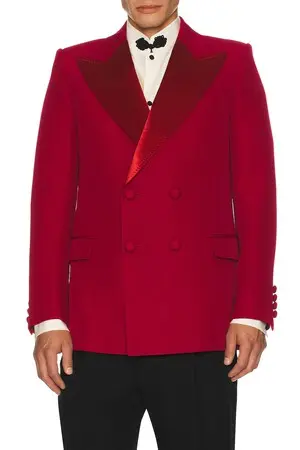Valentino Garavani Classic Double Breasted Blazer In Burgundy