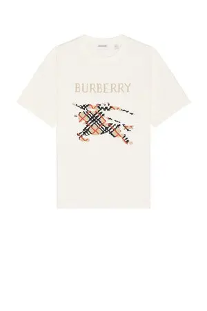 Burberry Burberry Stitch EKD Embroidery Core Tee In White Chalk