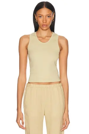 Enza Costa Cotton Rib Scoop Tank Top
