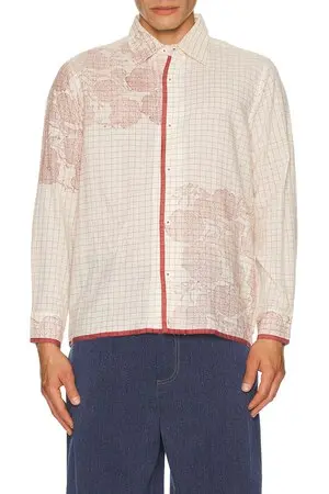 HARAGO Printed Rose Shirt In White