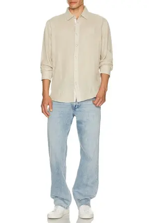 Rag & Bone Finch Gauze Stripe Shirt In Grey