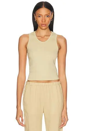 Enza Costa Cotton Rib Scoop Tank Top