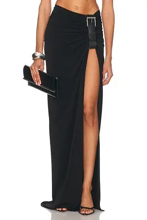SID NEIGUM Floor Length Gathered Belt Skirt