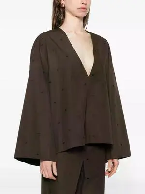 Attico V-neck Blouse - Brown
