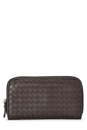 Bottega Veneta Intrecciato Zip Around Wallet - Brown