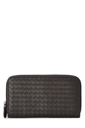 Bottega Veneta Intrecciato Zip Around Wallet - Brown