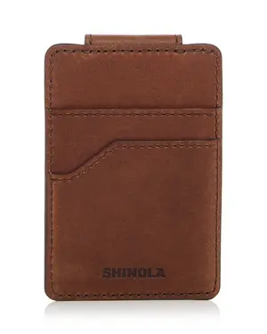 Shinola Magnetic Money Clip And Leather Card Case - Medium Brown