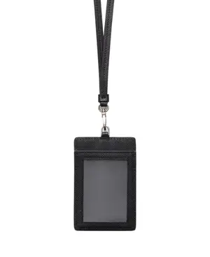 Prada Saffiano Leather Badge Holder - Black