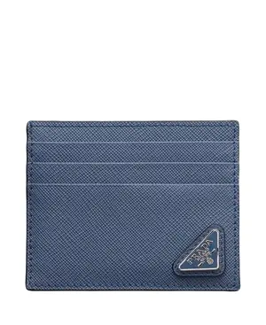 Prada Saffiano Leather Card Holder Blue