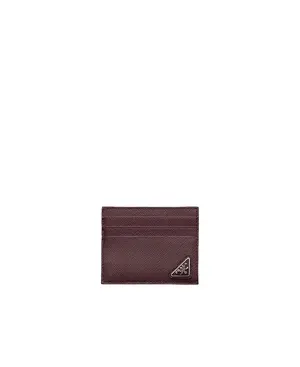 Prada Saffiano Leather Card Holder Burgundy