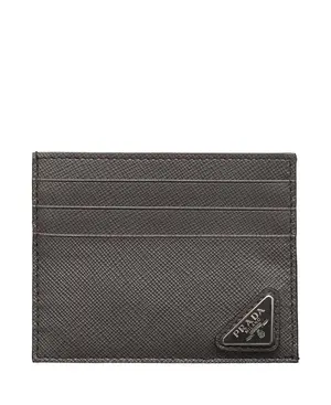 Prada Saffiano Leather Card Holder Grey