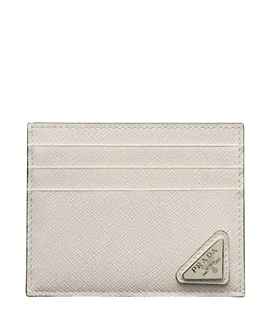 Prada Saffiano Leather Card Holder Neutral