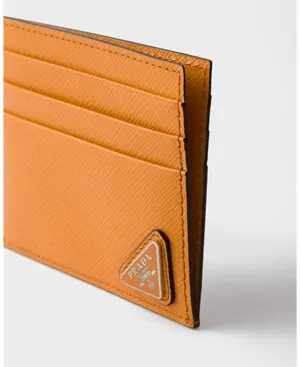 Prada Saffiano Leather Card Holder - Orange