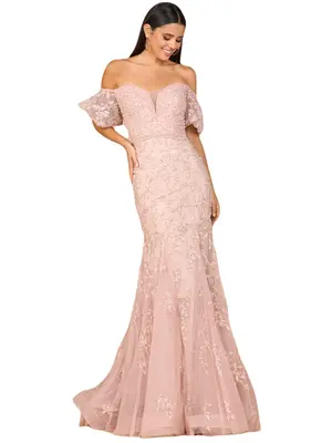LARA NEW YORK Lace Mermaid Dress - Blush
