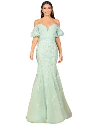 LARA NEW YORK Lace Mermaid Dress - Sage
