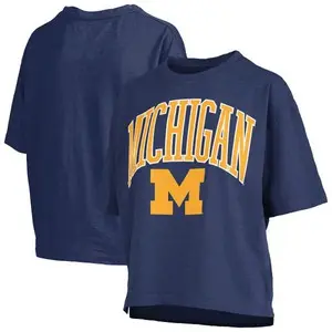 PRESSBOX Michigan Wolverines Nelson Arch Oversized Slub T-shirt - Navy