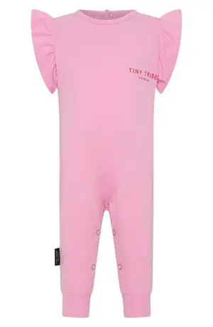 TINY TRIBE Core Cotton Jersey Ruffle Romper - Pink