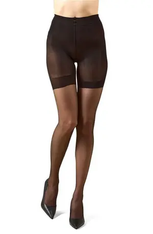 MEMOI Ultra Bare Micro Net Tights - Black