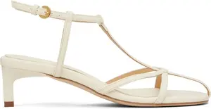 Dear Frances Heeled Nappa Leather Sandals - Crema