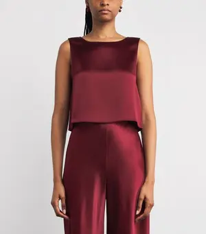 LESET Satin Tank Top - Burgundy