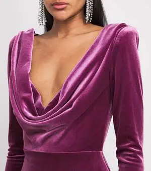 Alex Perry Velvet Draped Midi Dress